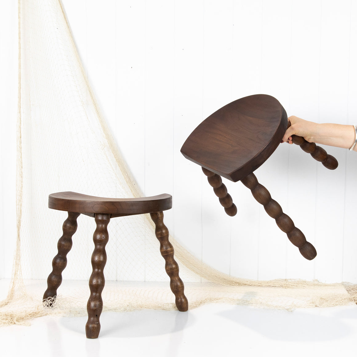 Bobbin Half Moon Stools #6742 – Coastal Vintage